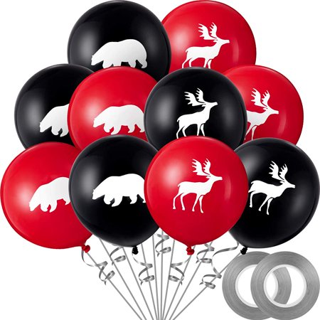 60 Pieces Moose and Bear Balloons Lumberjack Deer Balloons with 2 Rolls ...