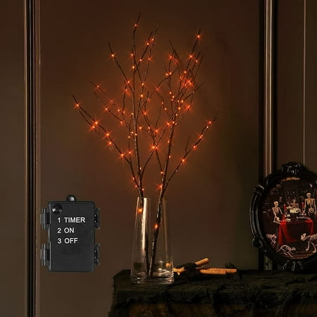 LITBLOOM Pre Lit Halloween Tree Branches Battery Operated with Timer ...
