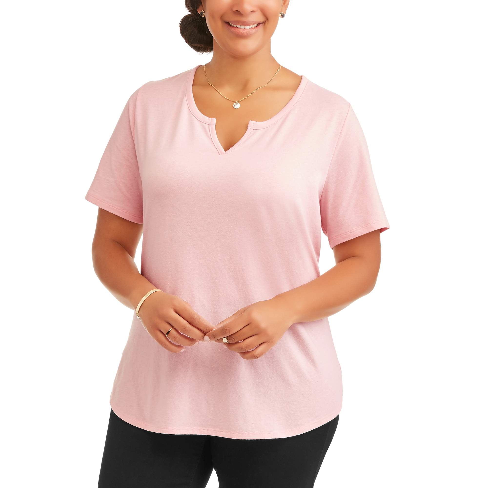 Terra & Sky Split Neck Tee - Walmart.com