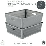 Simplify 4 Pack Slide 2 Stack It Shallow Plastic Storage Basket Tote in ...