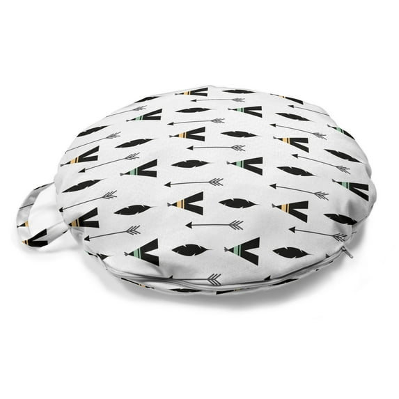 Arrow Round Floor Cushion with Handle, Native Inspired Triangular ...