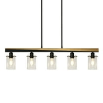 LNC 8-Light Black and Gold Linear LED Pendant with Frosted Glass for ...
