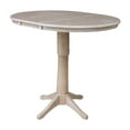36" Round Counter Height Table with 12" Leaf - Washed Gray Taupe ...