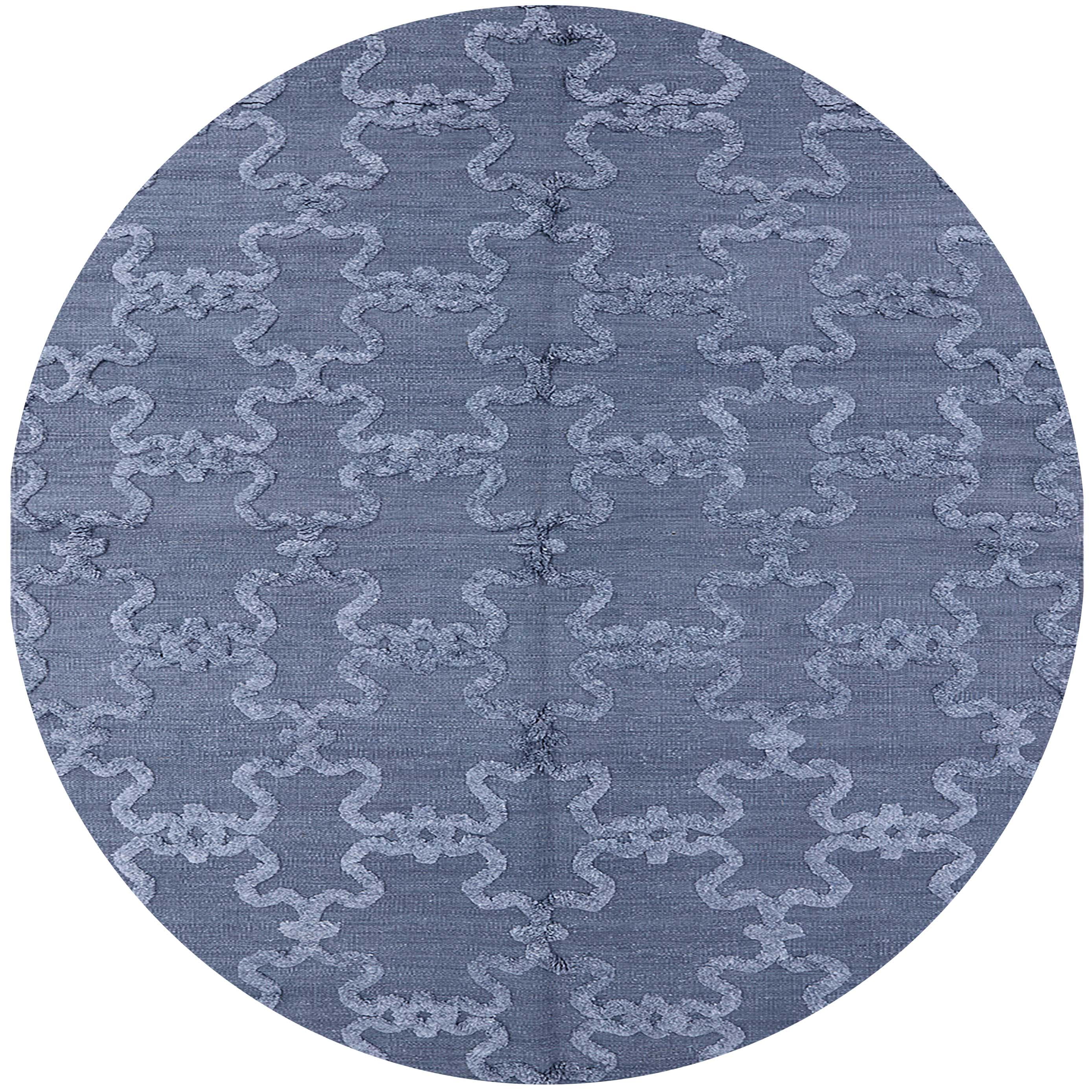 Ahgly Company Indoor Round Mid-Century Modern Azure Blue Oriental Area ...