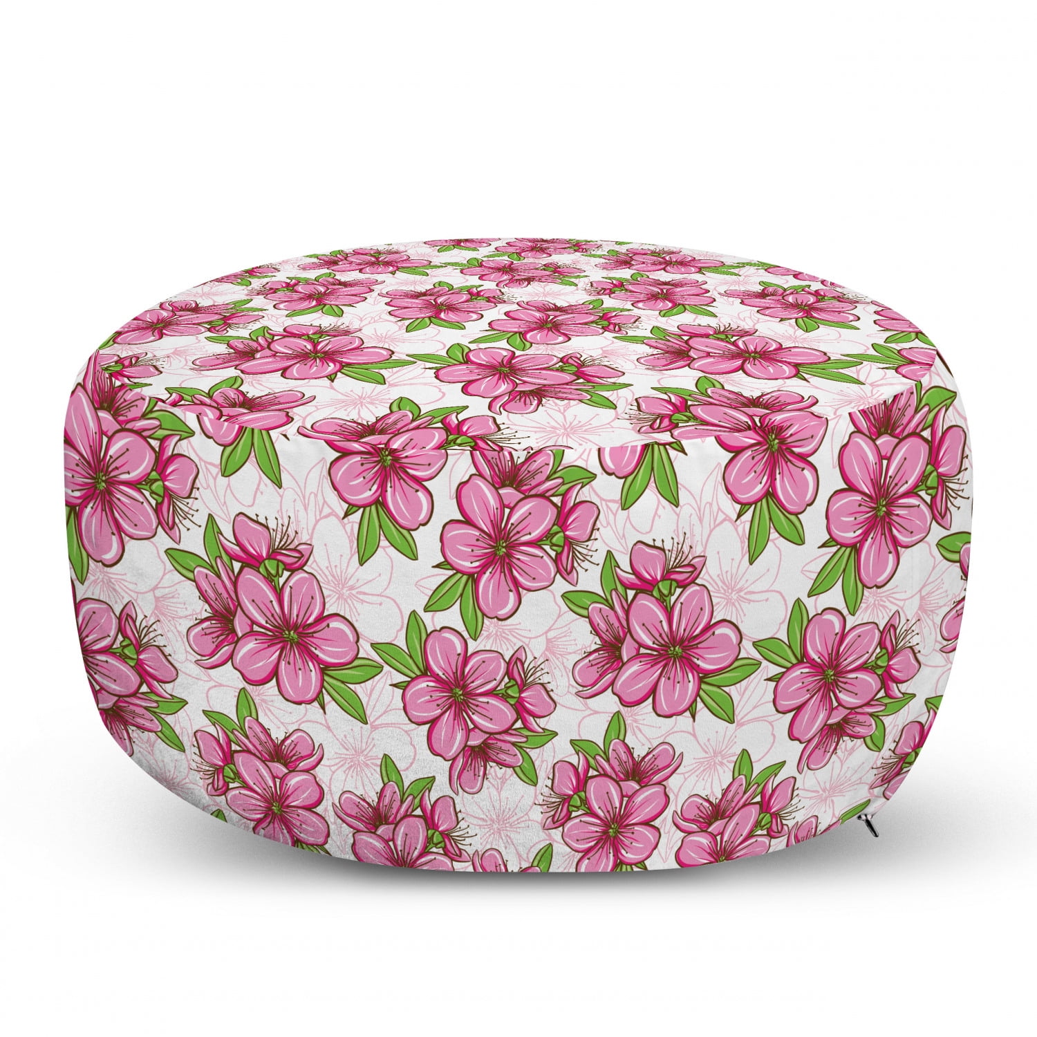 Almond Blossom Pouf Cover with Zipper, Cherry Blossom Pattern with ...