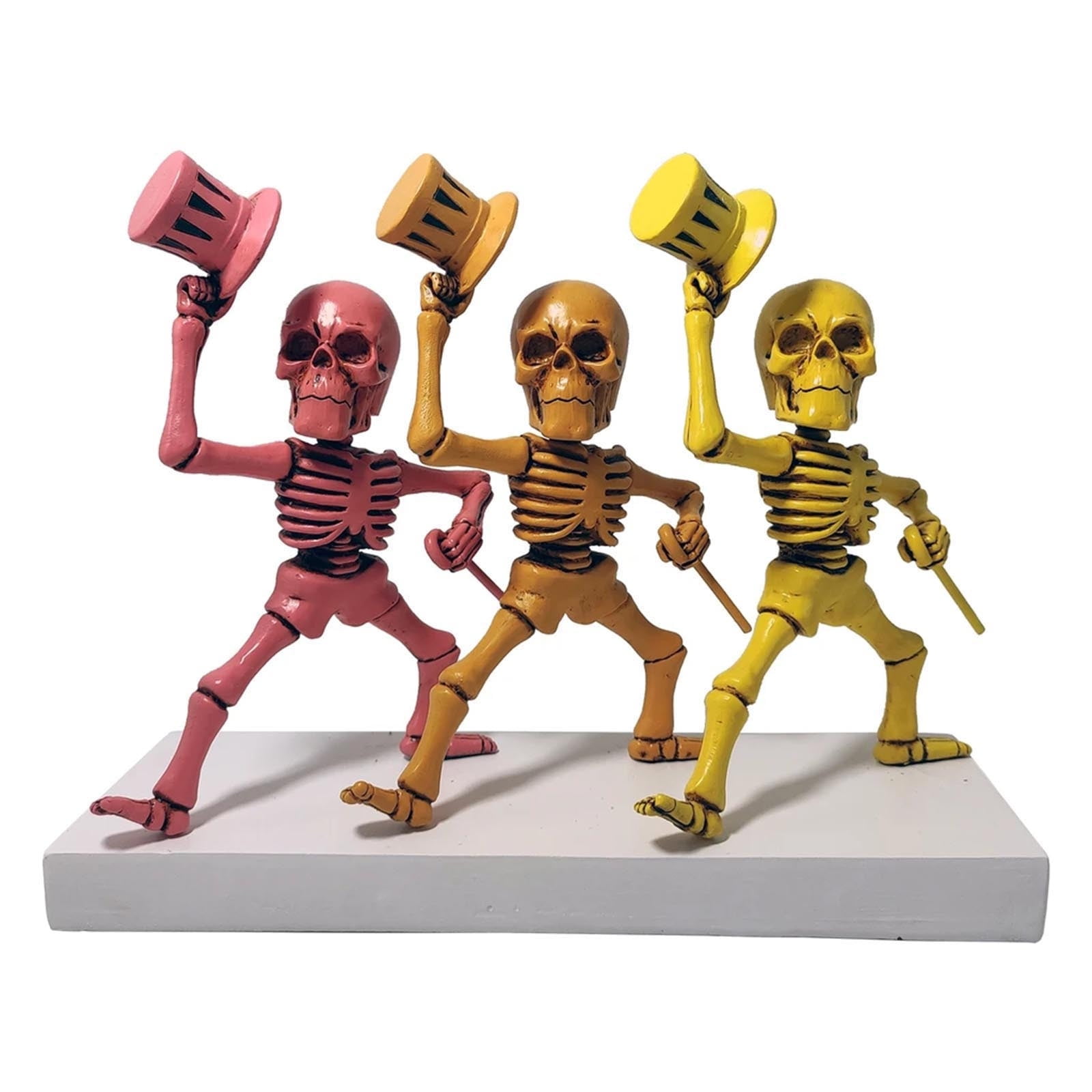 Thsue Sculpture Dancing Skeletons Pink,Orange,Yellow Dancing Skeletons ...