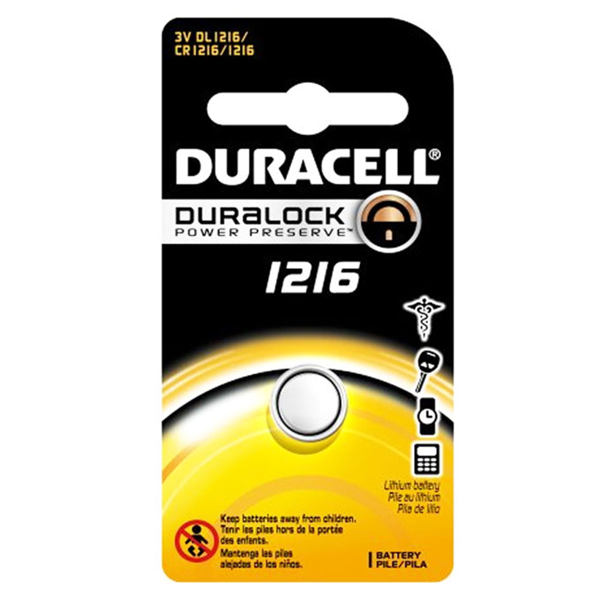 100-Pack DL1216 Duracell 3 Volt Lithium Coin Cell Batteries (On a Card ...