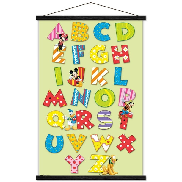 Disney Mickey Mouse - Alphabet Wall Poster with Wooden Magnetic Frame ...