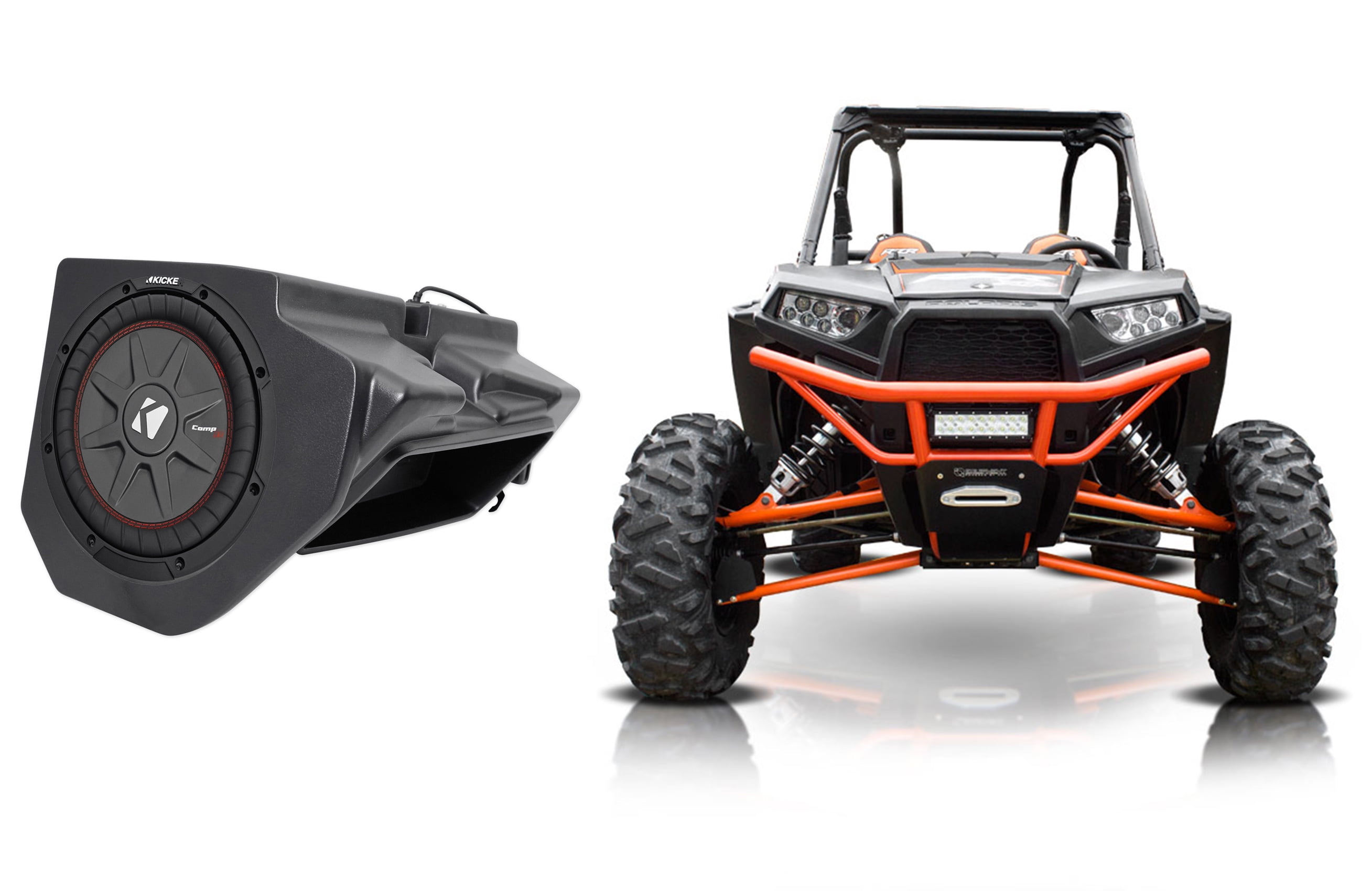 Polaris RZR/RZR4/RZR XP/RZR XP4 10" Kicker Sub+SSV Custom Glove Box ...