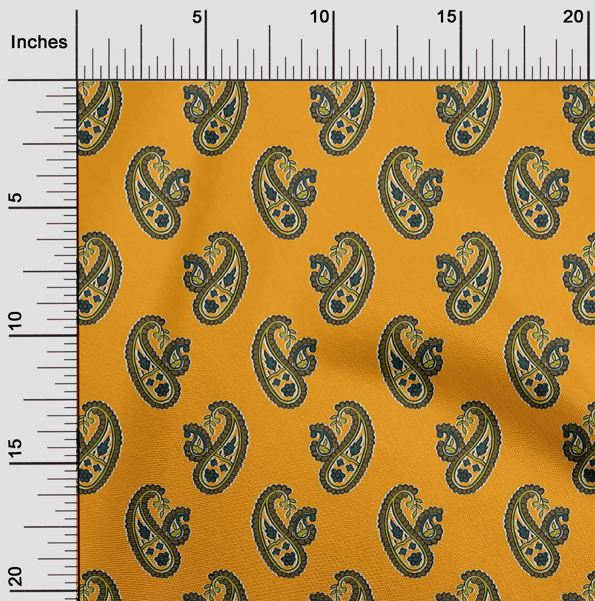 oneOone Silk Tabby Fabric Paisley Block Print Fabric By Yard 42 Inch ...