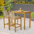 Costway 4-Piece Outdoor High Stool Set - Acacia Wood & Rattan Bar ...
