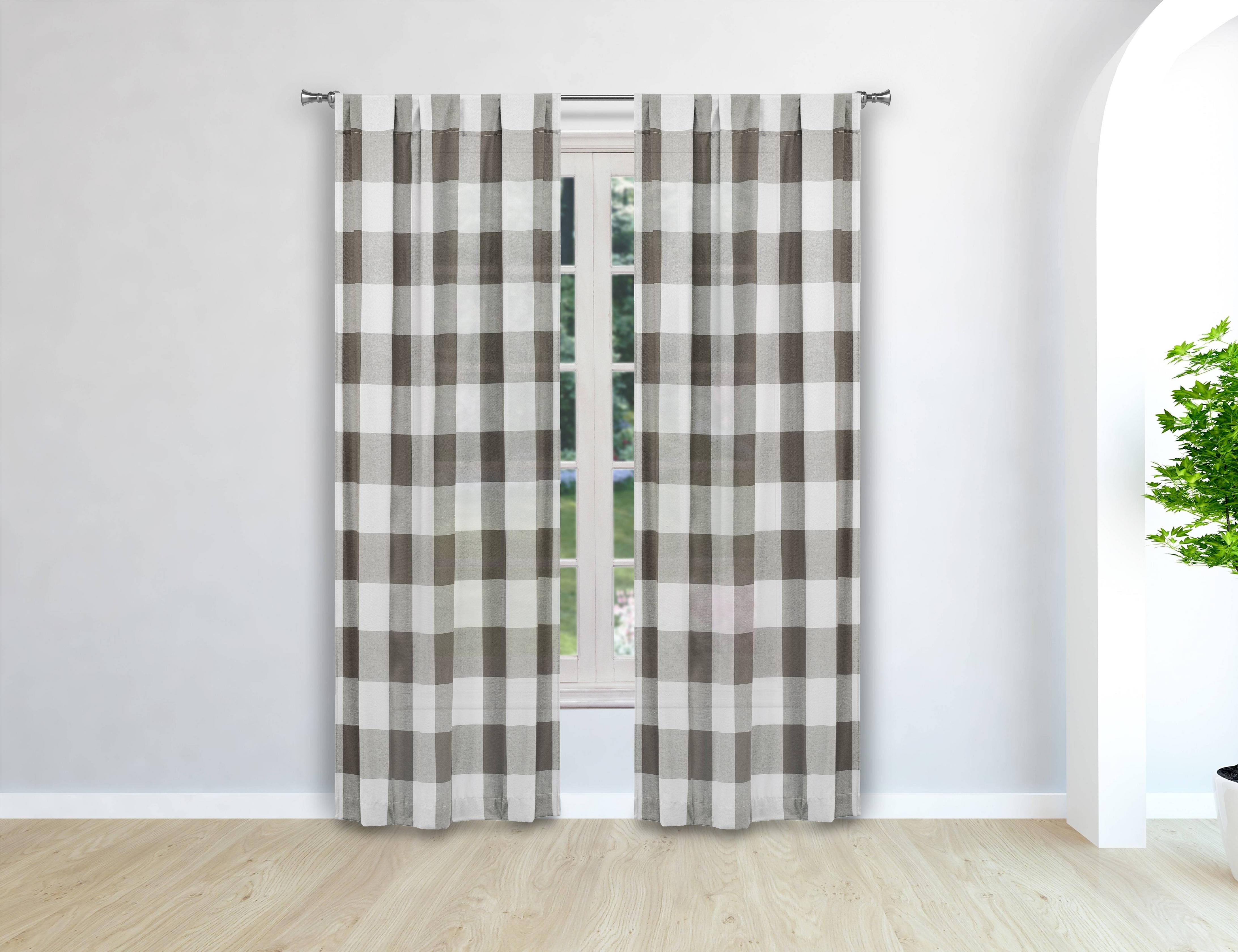 Kingston Checkered Pole Top Tie Up Window Panel - Walmart.com