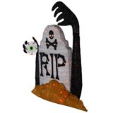 Lighted Tombstone Halloween Decoration - 36" - Black and Gray - Orange ...