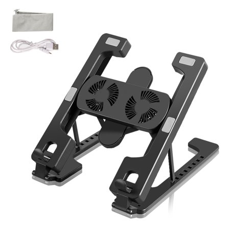 Folded Laptop Stand Adjustable Height CPU Cooling Rack with Dual Fans ...