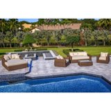 Outsy 79 x 59 in. Milo Outdoor Wicker Aluminum Frame Double Sun Lounger ...