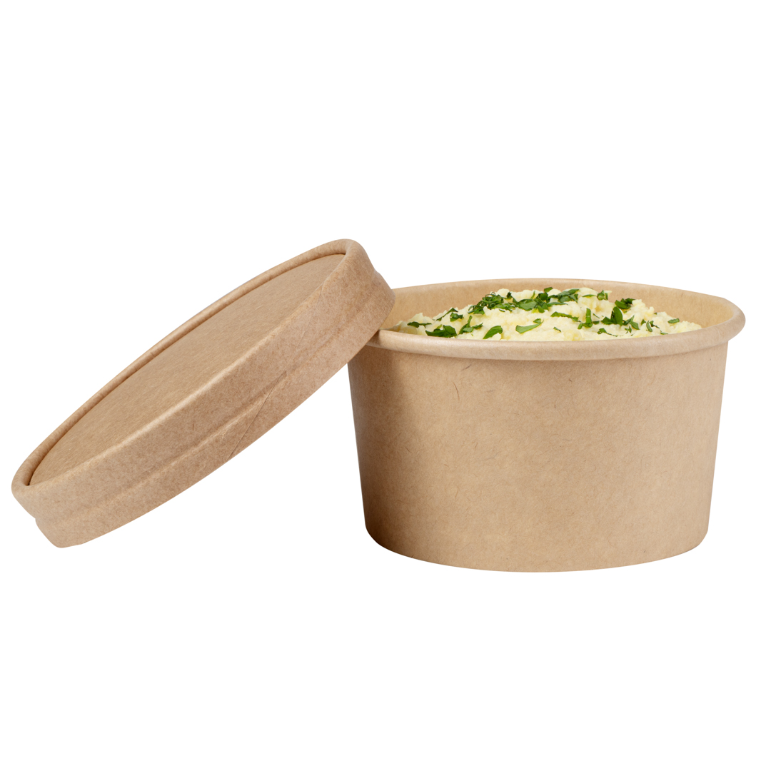 Coppetta Round Kraft Paper To Go Cup Lid - Fits 8 oz - 3 3/4" x 3 3/4 ...