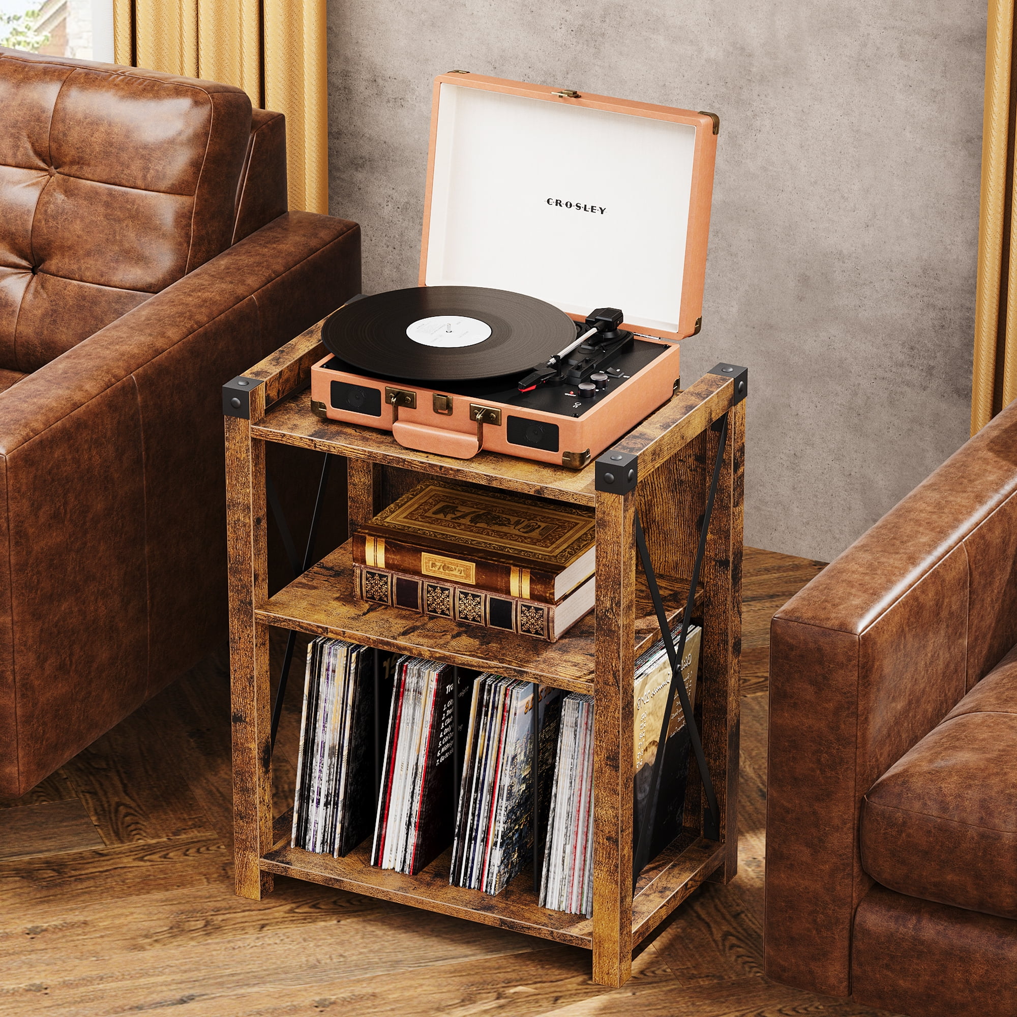 HOSSLLY Turntable Stand with Storage Shelf ,Vinyl Record Storage ...