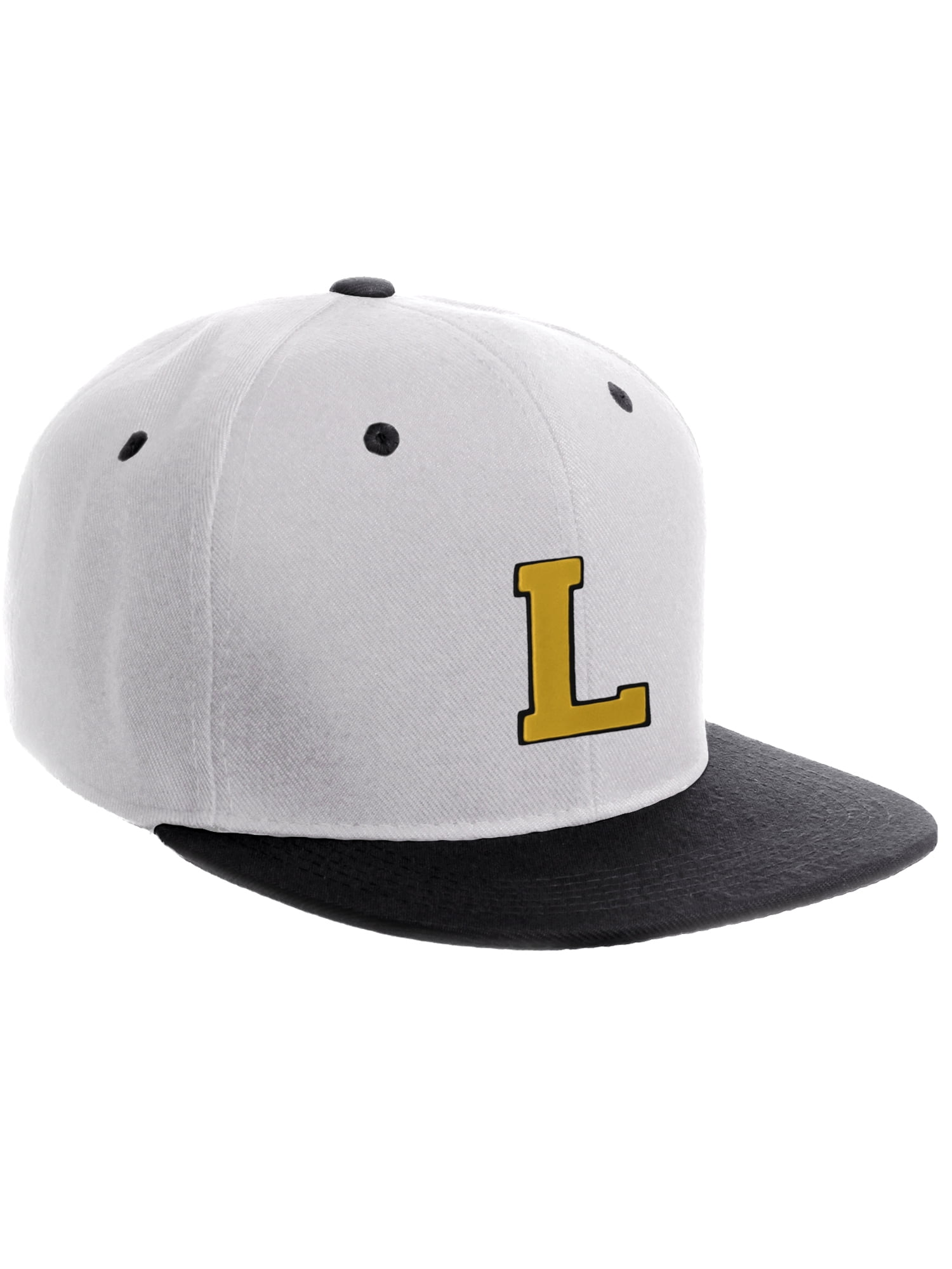 Classic Snapback Hat Custom A to Z Initial Letters, White Black Cap ...