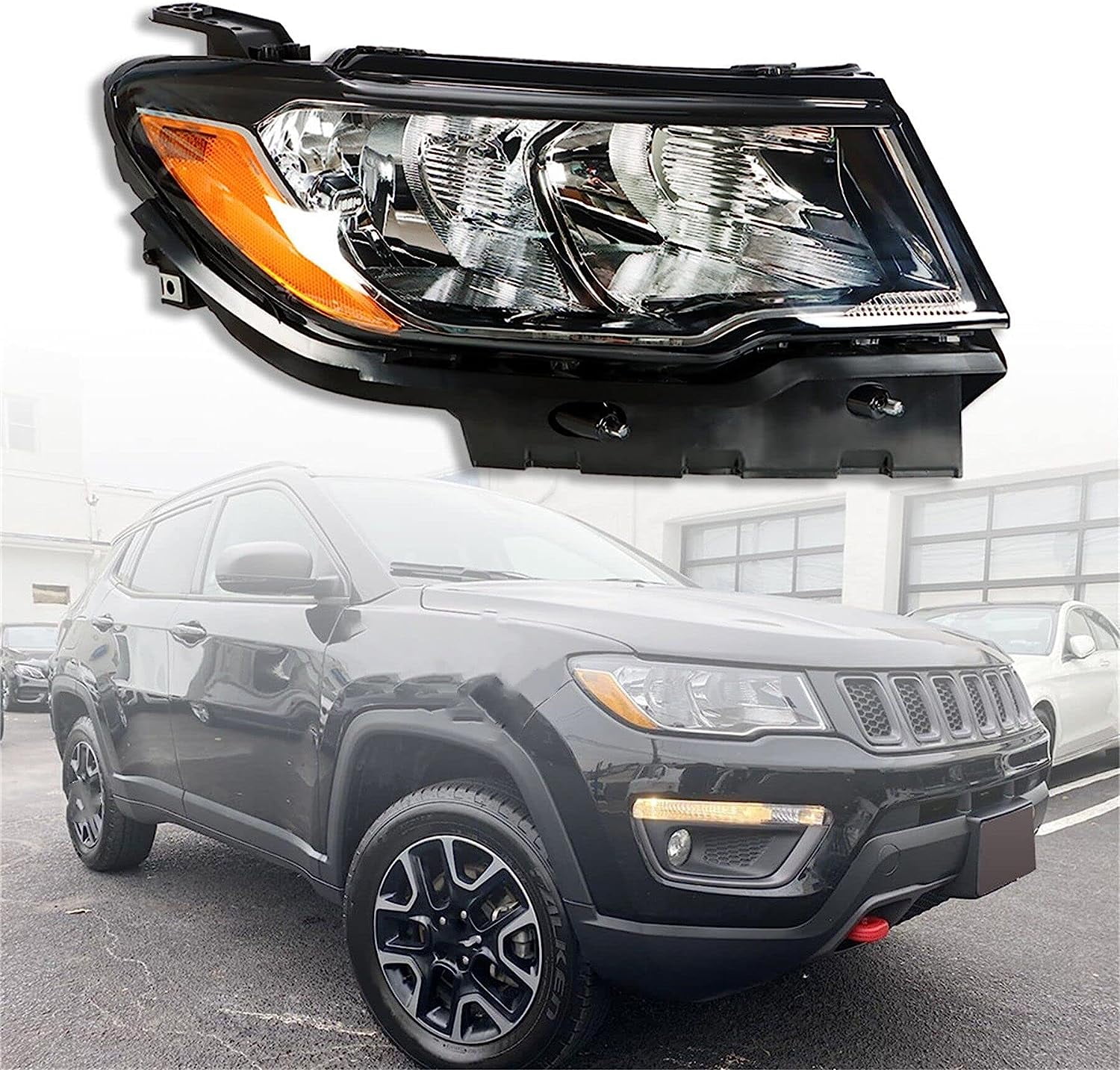 PET-U Headlight Assembly Replacement for 2017-2021 Compass Halogen ...