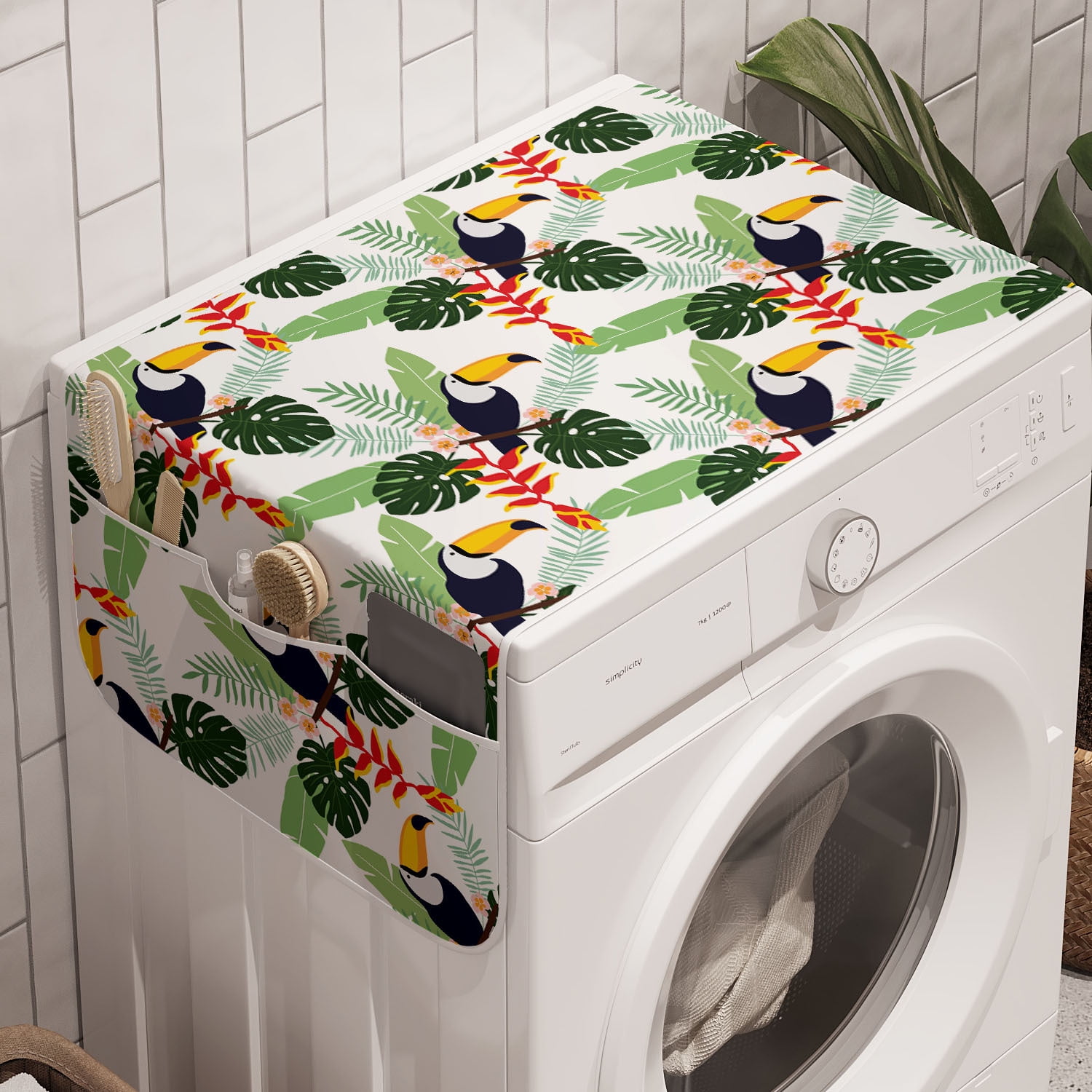 Tropical Washing Machine Organizer, Colorful Hawaiian Illustration of ...