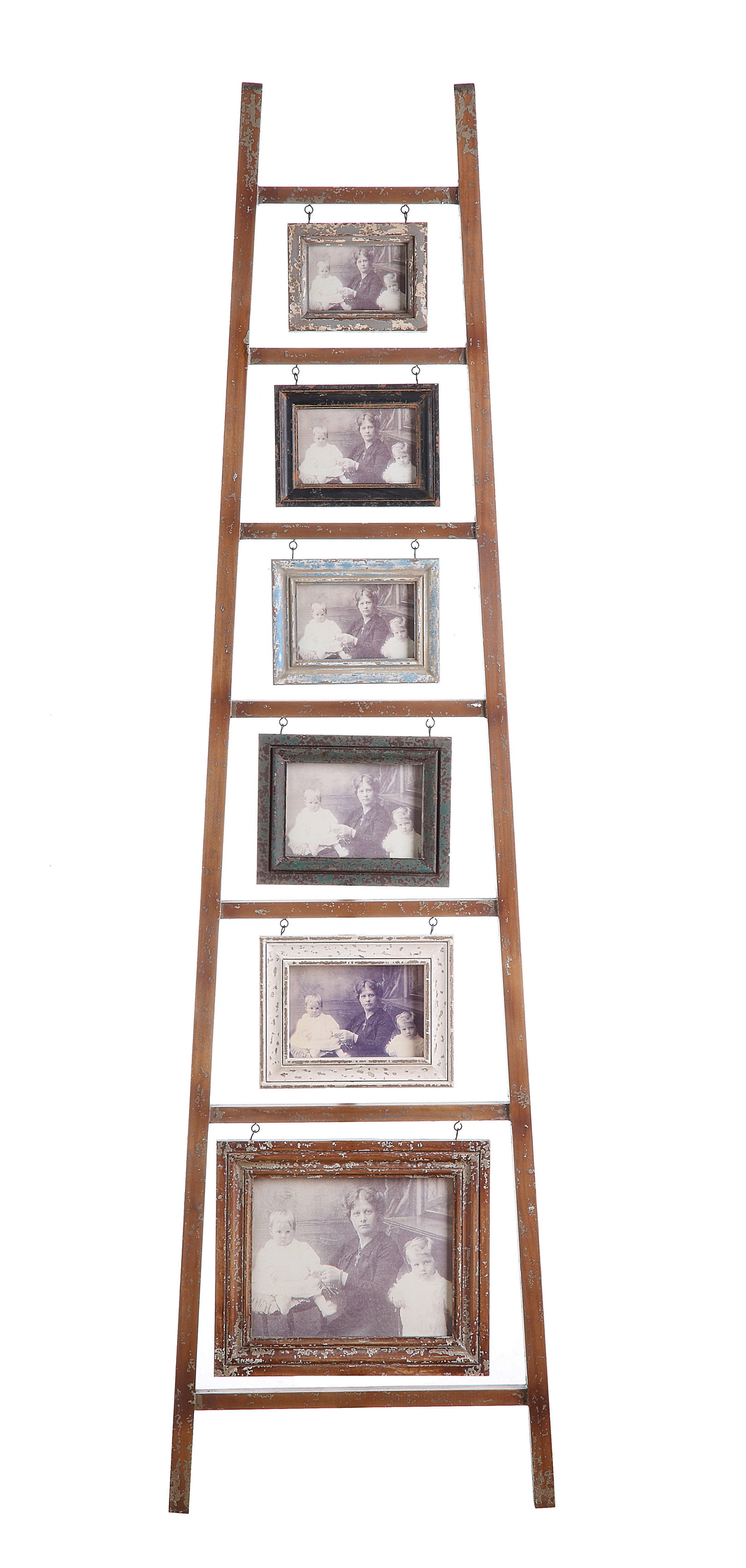 Woven Paths Decorative Wood Ladder with 6 Hanging Photo Frames ...