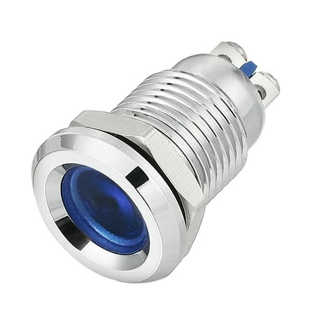 J12-150A DC12V 12mm Thread Dia Metal Shell Concove Head Blue LED ...