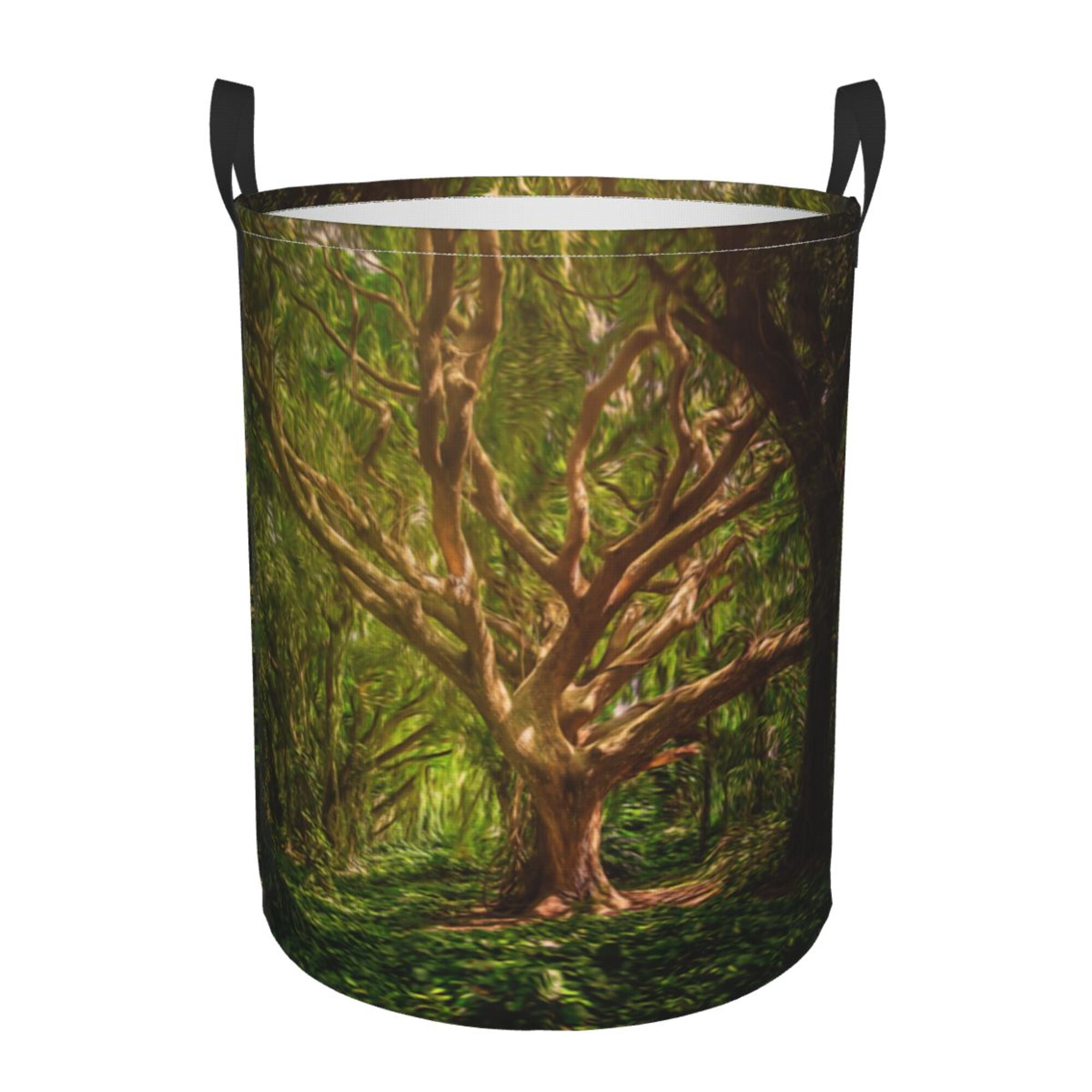 XMXY Round Laundry Basket Organizer, Forest Trees Waterproof ...