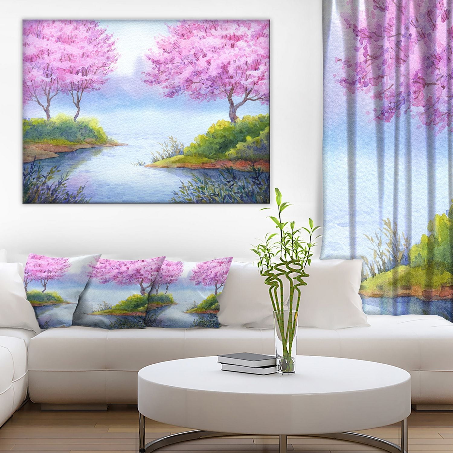 Click here for Designart Design Art Flowering Trees Over Lake Can... prices