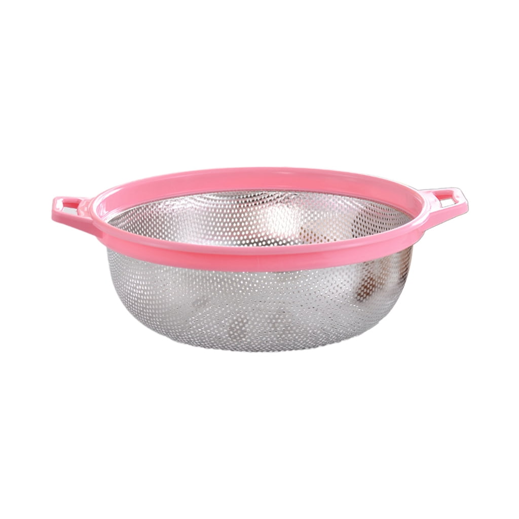 Household Stainless Steel Mesh Colander with Handle Metal Fruit ...