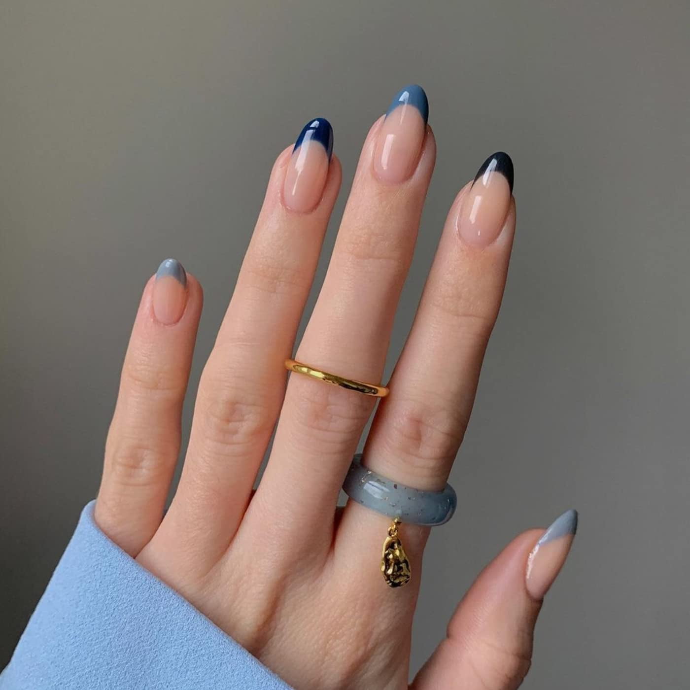 Navy French Manicure