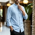 Antinious Men Solid Fashion Leisure Button Collared Long Sleeve Fall ...