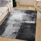 SPRINDAY Abstract Area Rug for Kitchen & Indoor, Machine Washable Black ...