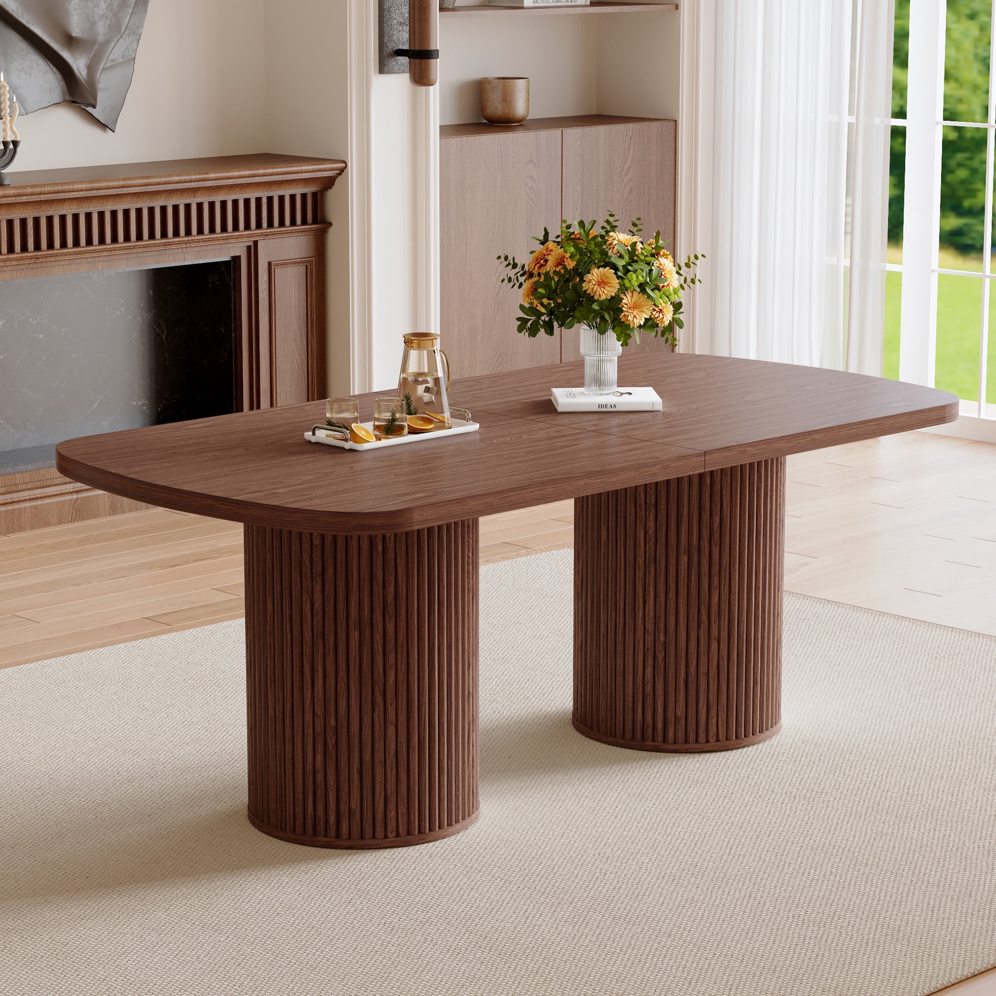 Click here for Noble House 78.7 Walnut Textured Mdf Dining Table... prices