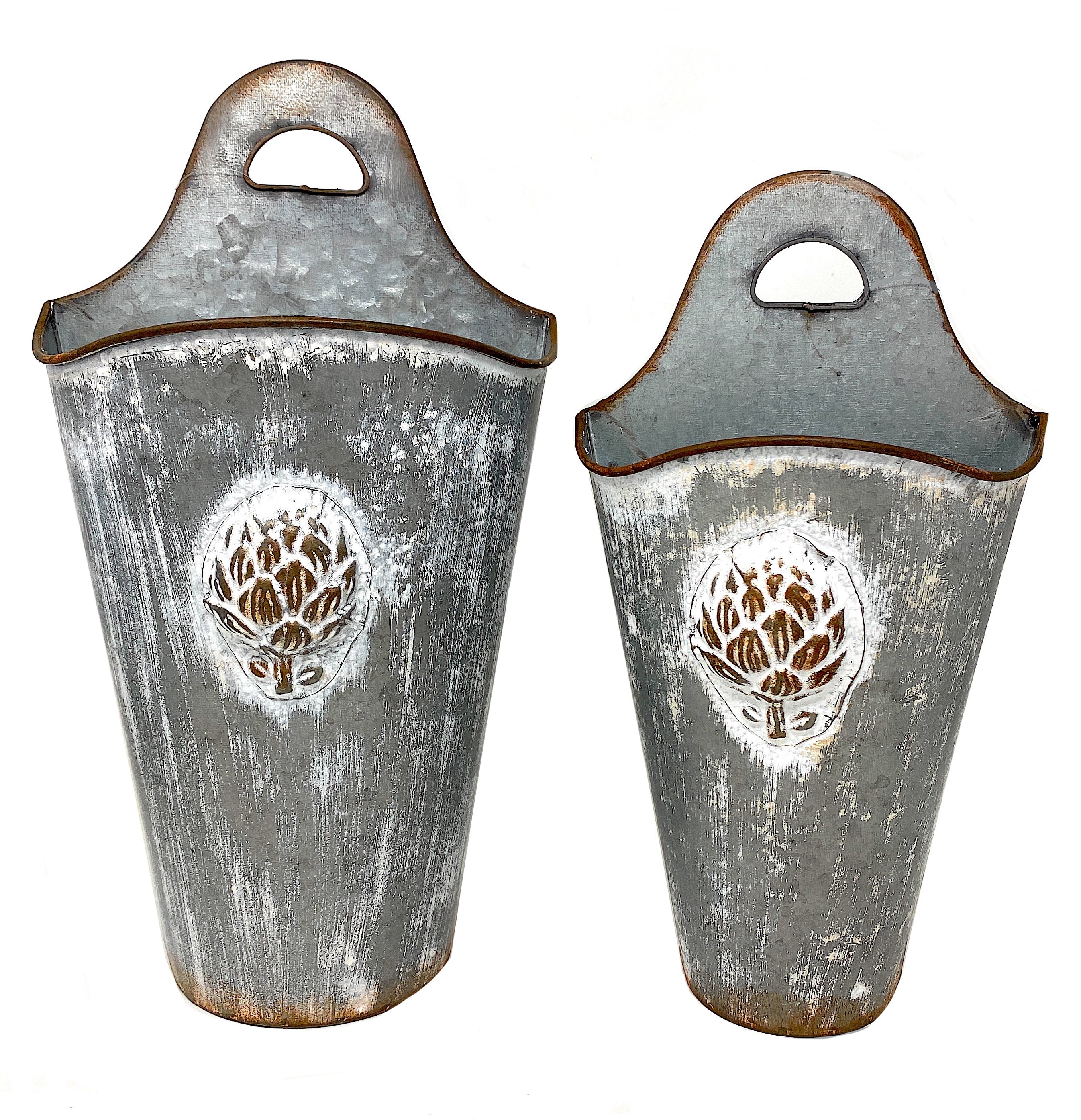 Wall Planters Half Bucket Artishock Design Rustic Metal Modern ...