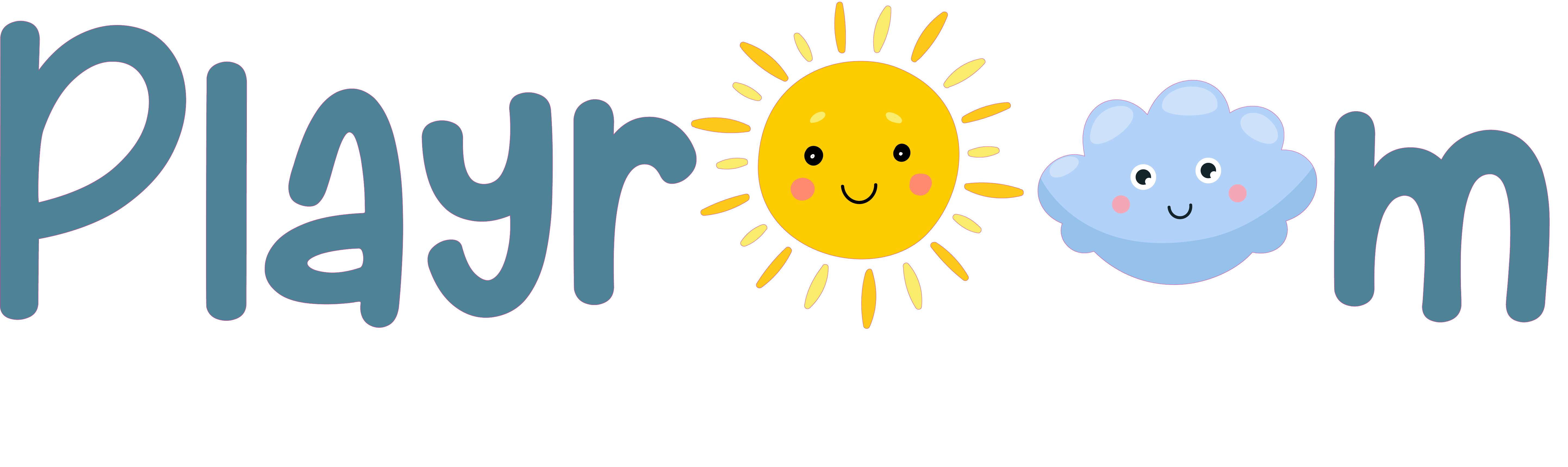 Playroom Logo with Happy Sun and Smiling Cloud Vinyl Wall Decal ...