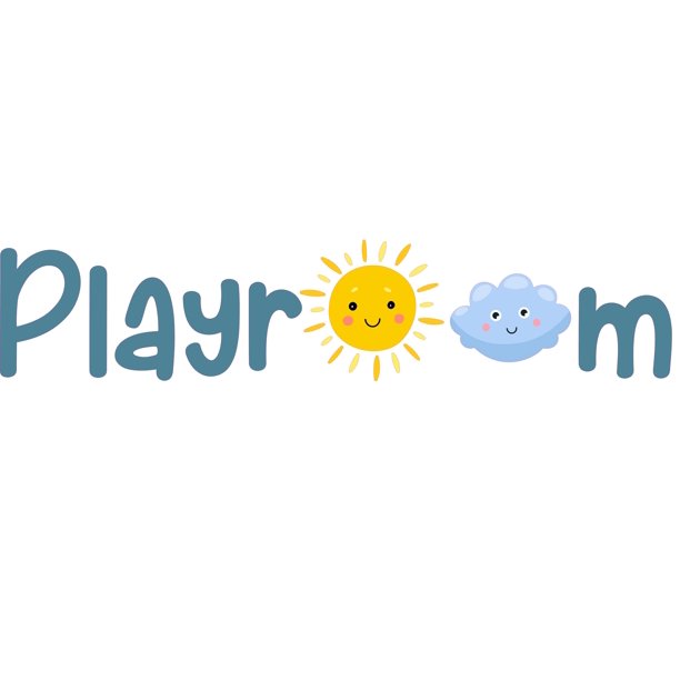 Playroom Logo with Happy Sun and Smiling Cloud Vinyl Wall Decal ...