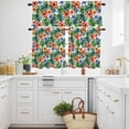 Blue Red Flower Kitchen Curtains Set for Windows, Green Leaf Tropical ...