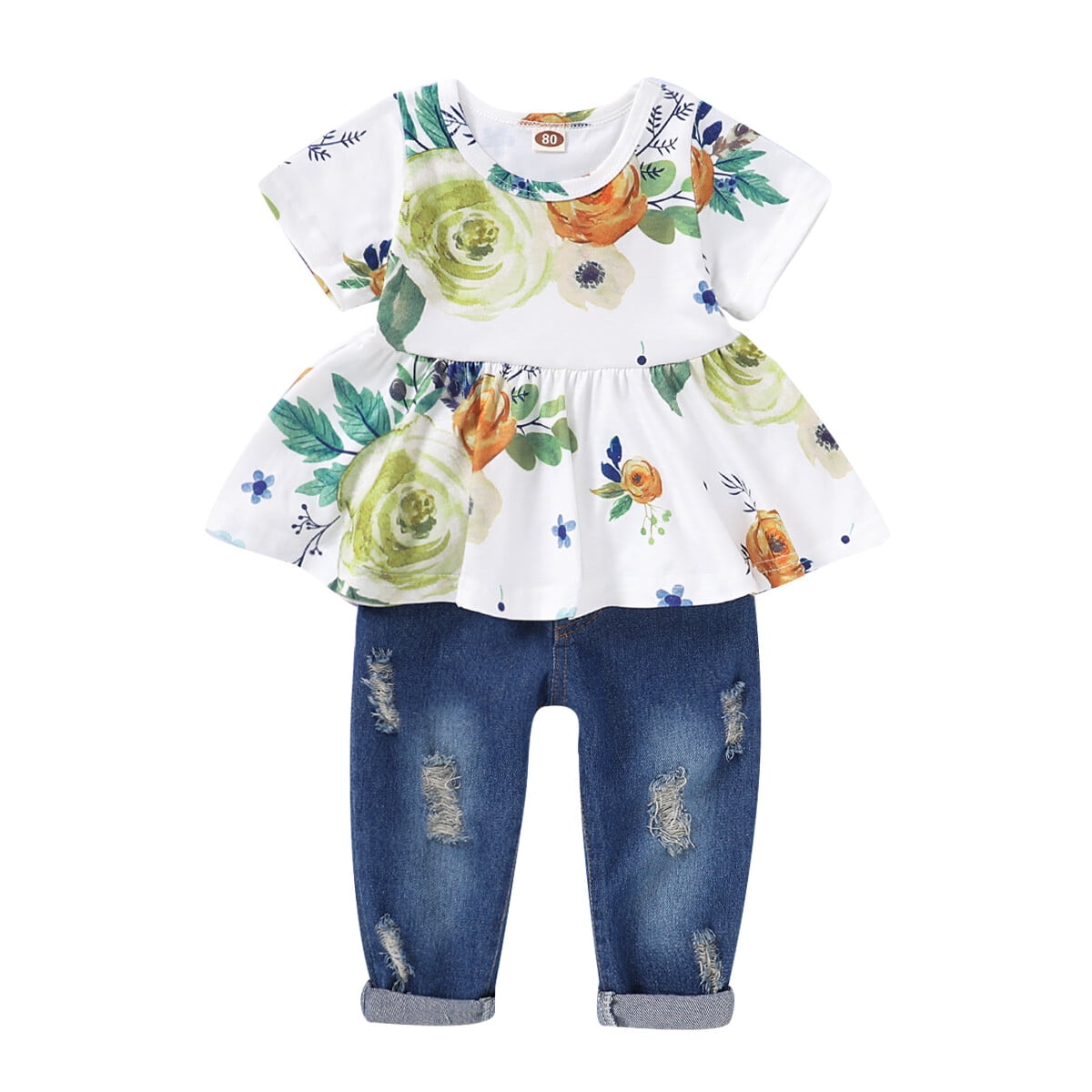 3T Baby Girl Clothes Baby Girl 2PCS Outfits Short Sleeve Floral Shirt ...