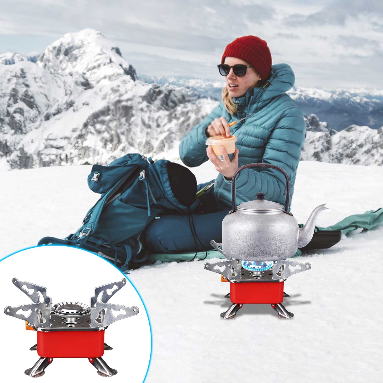 Estufa de butano plegable portátil compacta: equipo de campamento ...