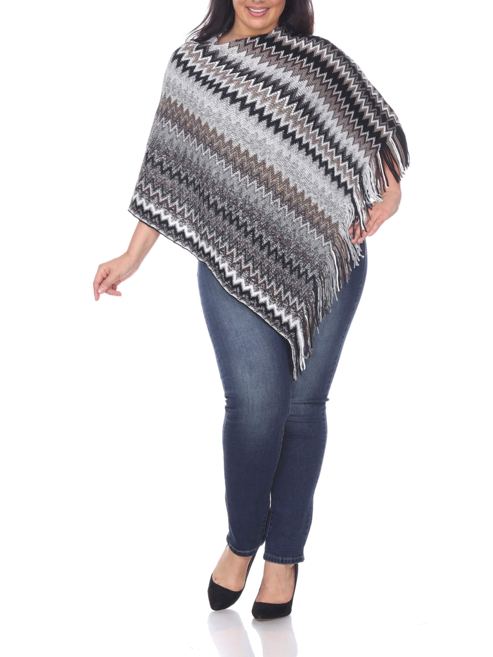 Women's Plus Size Mesila Fringe Poncho - Walmart.com