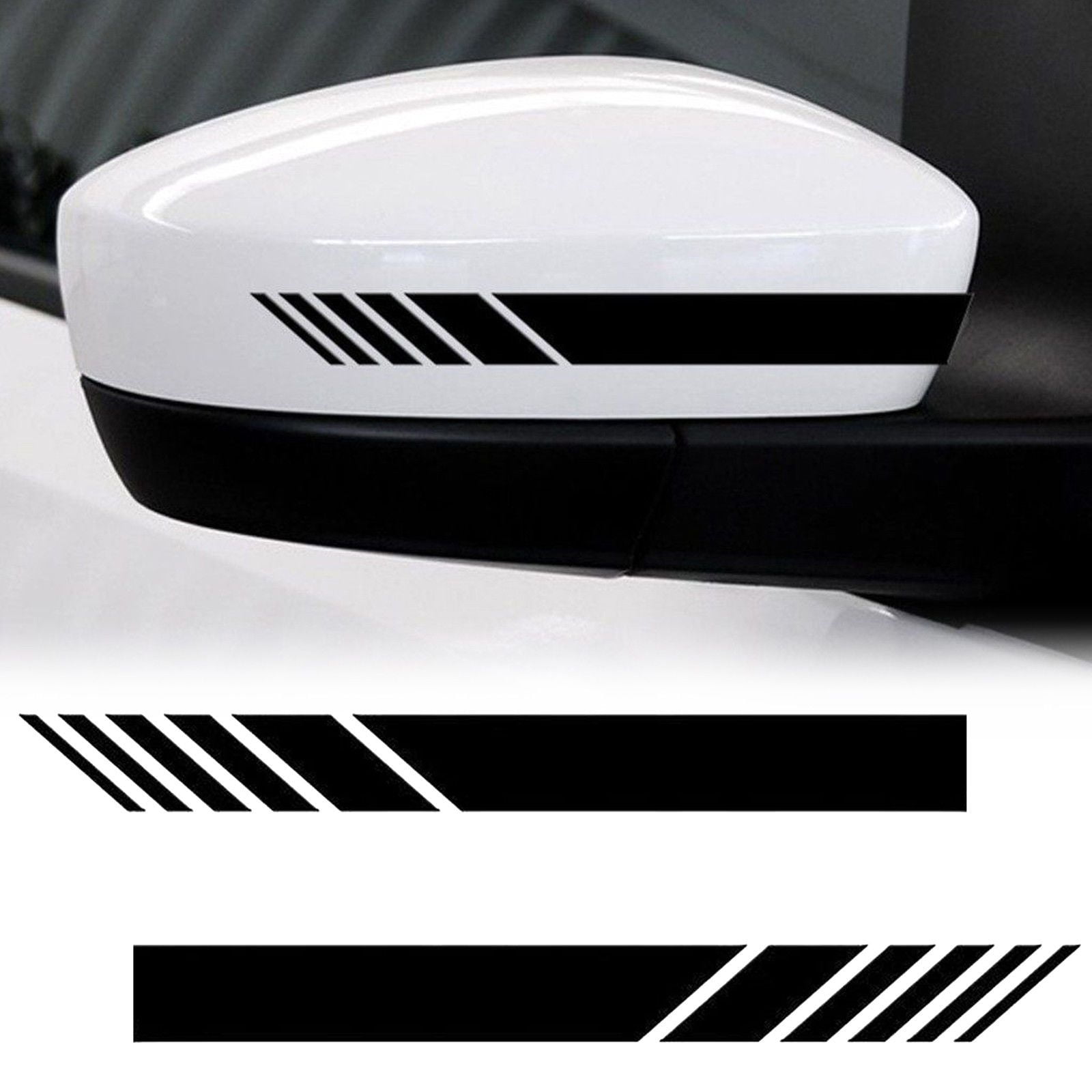 Xotic Tech 2PC Black Vinyl Reflective Decals Rearview Mirror Stripe ...