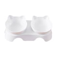 Cat Ear Double Bowl, 15° Inclined Neck Protection Pet Feeder, Non-Slip ...