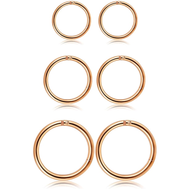 Thunaraz 3 6Pairs Stainless Steel 16G Sleeper Earrings Septum Clicker ...