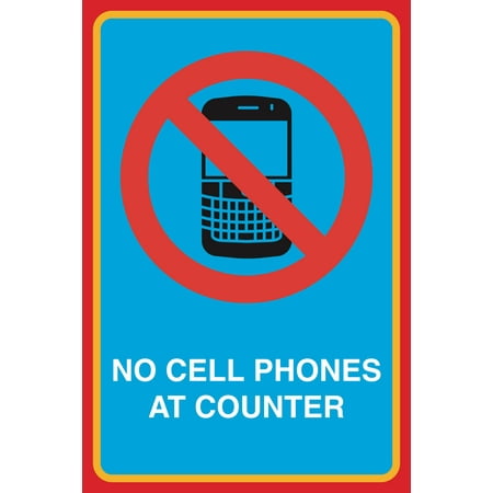 No Cell Phones At Counter Print Large Picture Notice Business Office ...