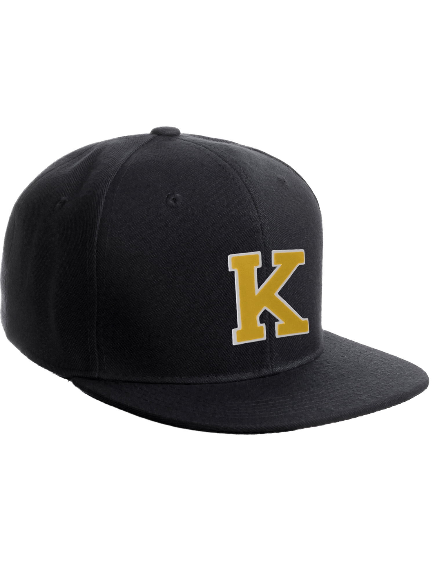 Classic Snapback Hat Custom A to Z Initial Raised Letters, Black Cap ...