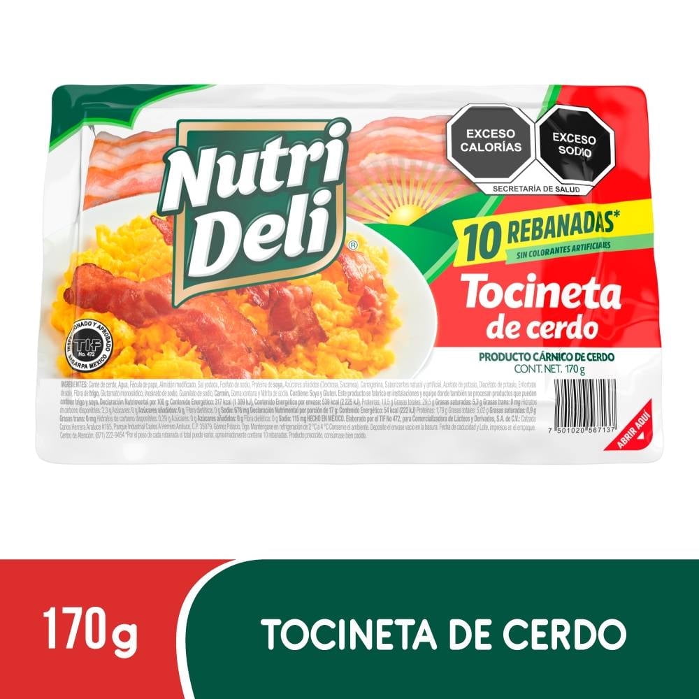 Tocineta Nutri Deli de cerdo 170 g | Walmart en línea