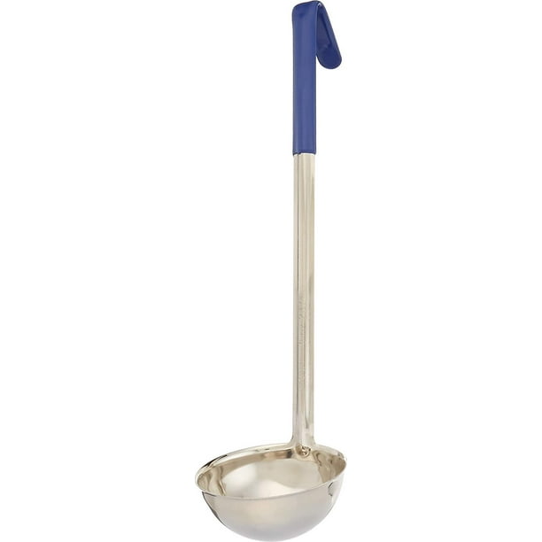 Winco LDC-8 Stainless Steel Ladle with Blue Handle, 8-Ounce, Medium ...