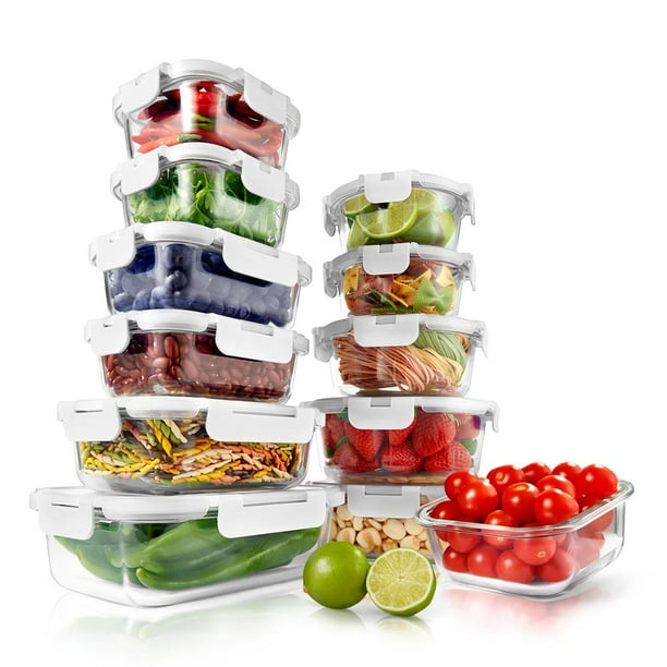 NutriChef 24-Pc Glass Food Storage Containers Stackable Superior Glass ...