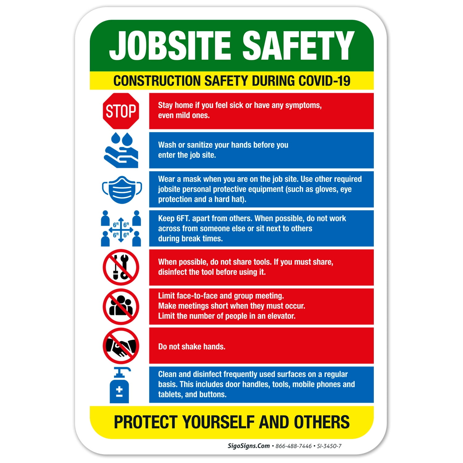 Construction Social Distancing Sign, Jobsite Safety Covid 19 Rules Sign ...