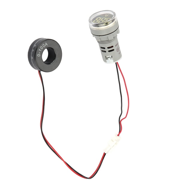 AC Current Meter, LED Round Lamp Light Signal Digital Display Ammeter ...